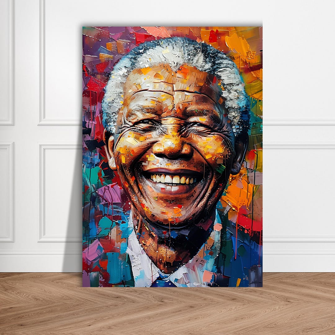 Nelson Mandela Colorful Portrait Canvas Inspirational Wall Art Vibrant ...