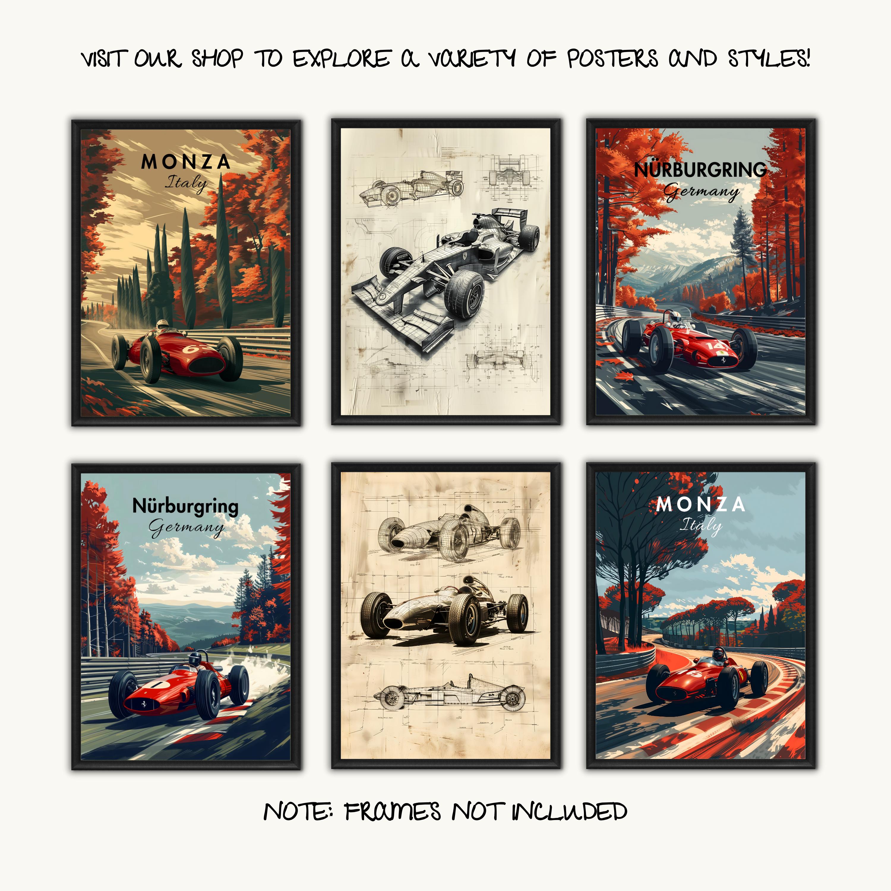 Vintage Formula 1 Blueprint Wall Art, Classic Race Car Print ...