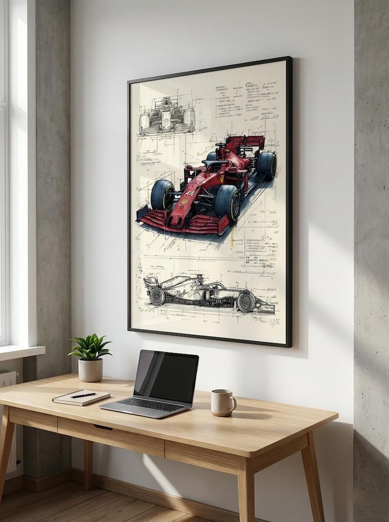 Racing Car Blueprint Poster Print - Technical Formula Race Car ...