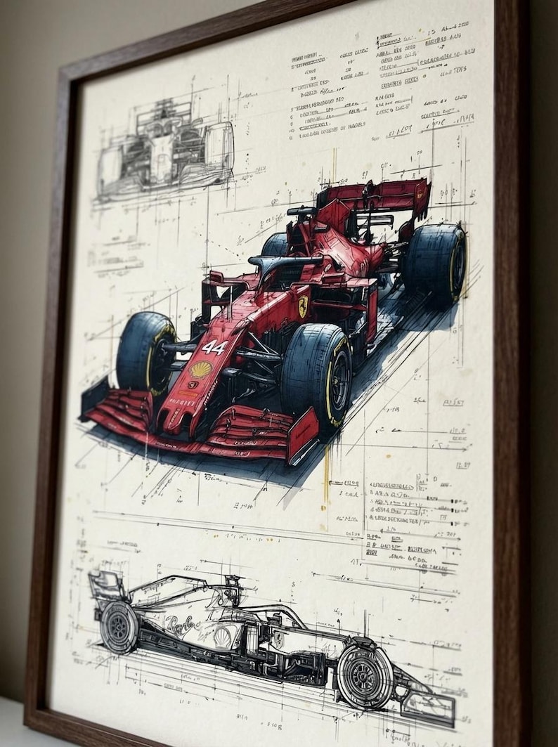 Racing Car Blueprint Poster Print - Technical Formula Race Car ...