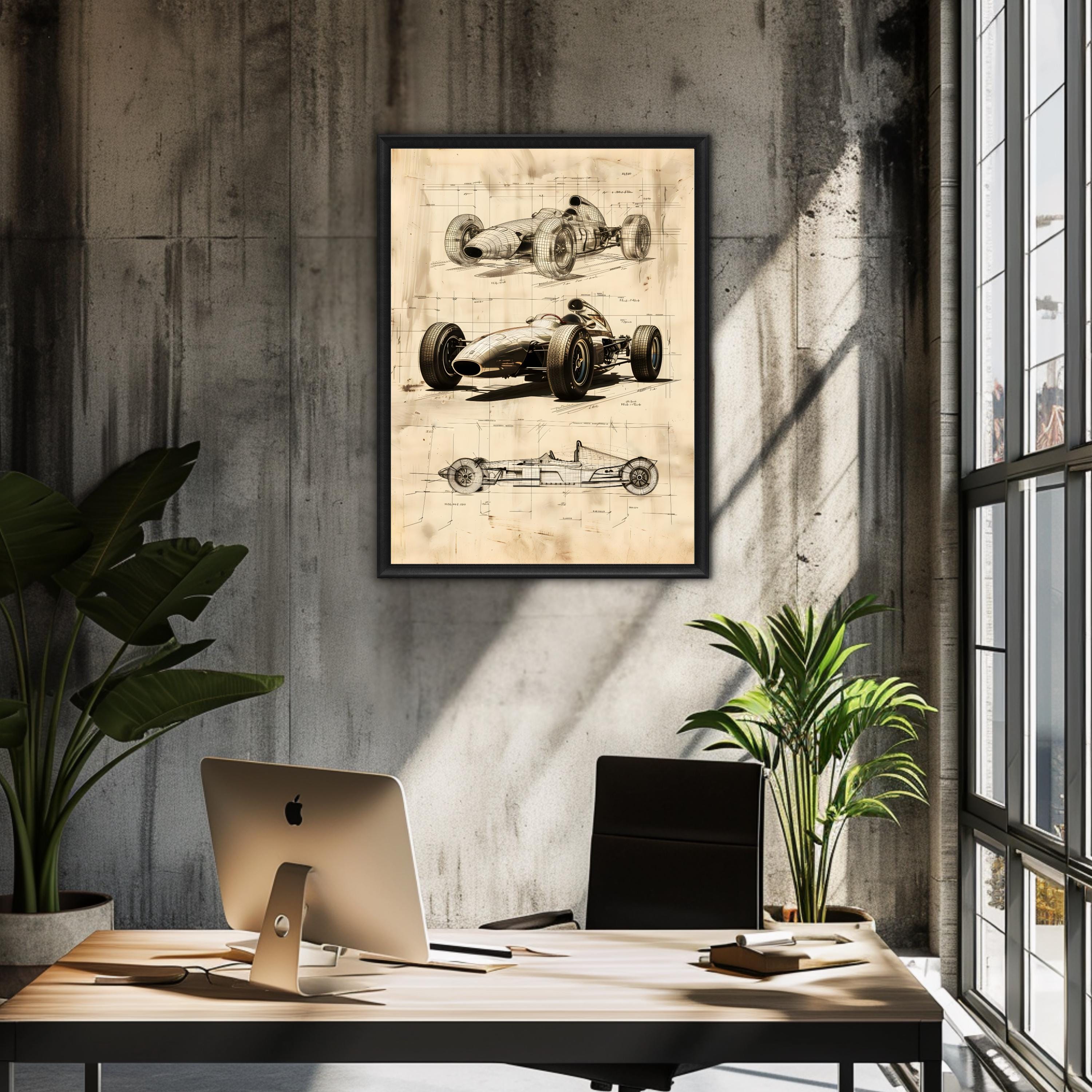 Vintage Formula 1 Blueprint Wall Art, Classic Race Car Print ...