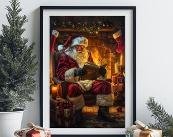 Santa by the Fireplace Christmas Digital Art - Etsy