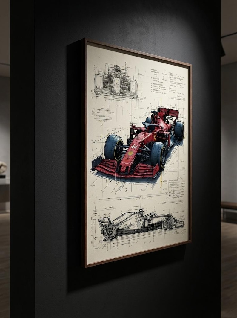Racing Car Blueprint Poster Print - Technical Formula Race Car ...