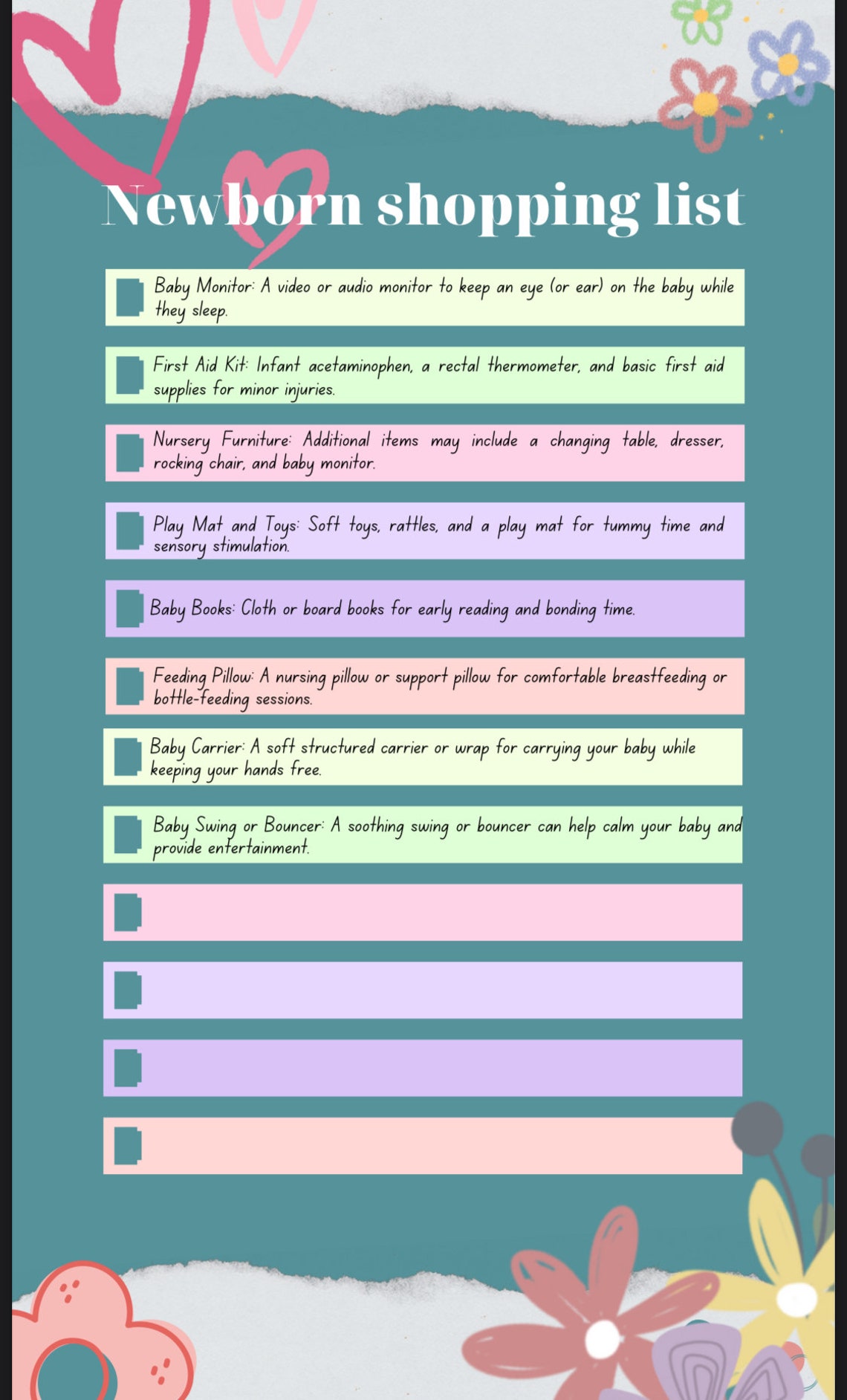 Newborn Shopping List - Etsy