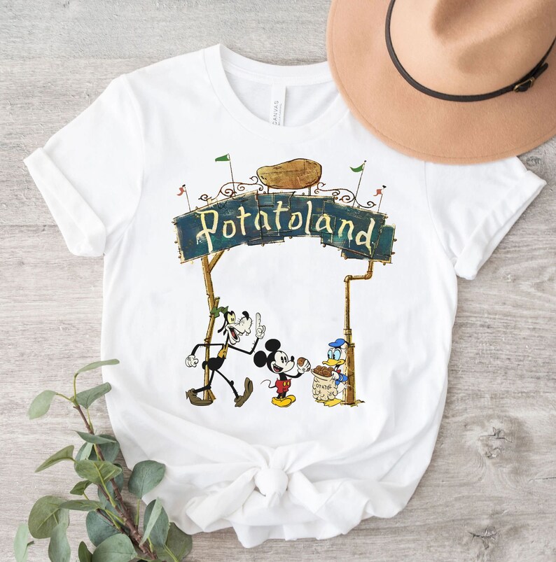 Vintage Disney Welcome to Potatoland Shirt, Mickey Goofy Donald T-shirt ...