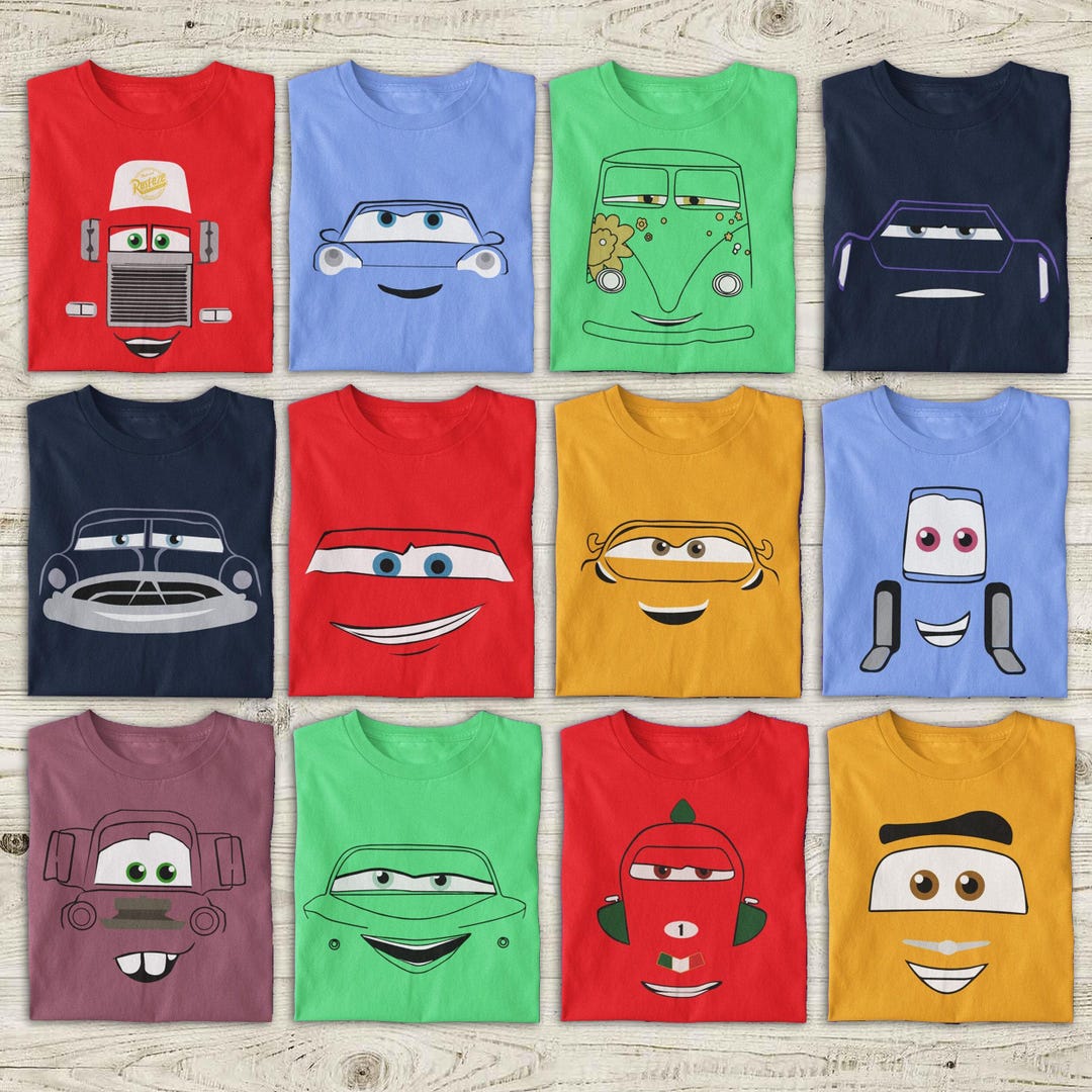 Disney Cars Face Outline Family Matching Shirt, Disney Birthday Crew ...