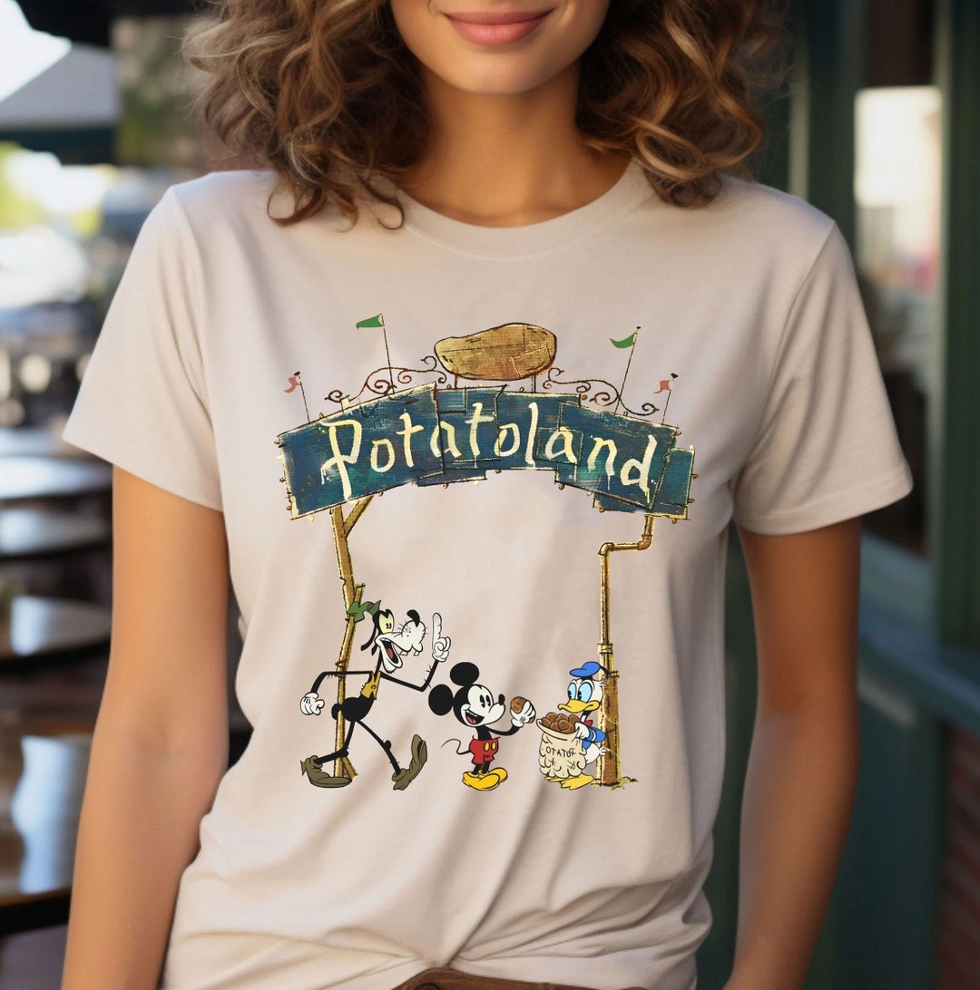 Vintage Disney Welcome to Potatoland Shirt, Mickey Goofy Donald T-shirt ...