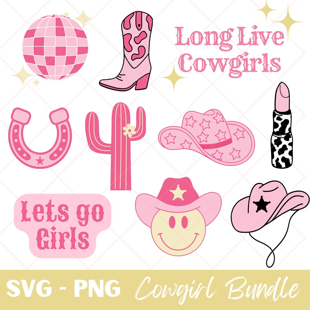 Cowgirl Bundle SVG PNG, Rodeo, Western SVG, Disco Cowgirl, Pink Cowgirl ...