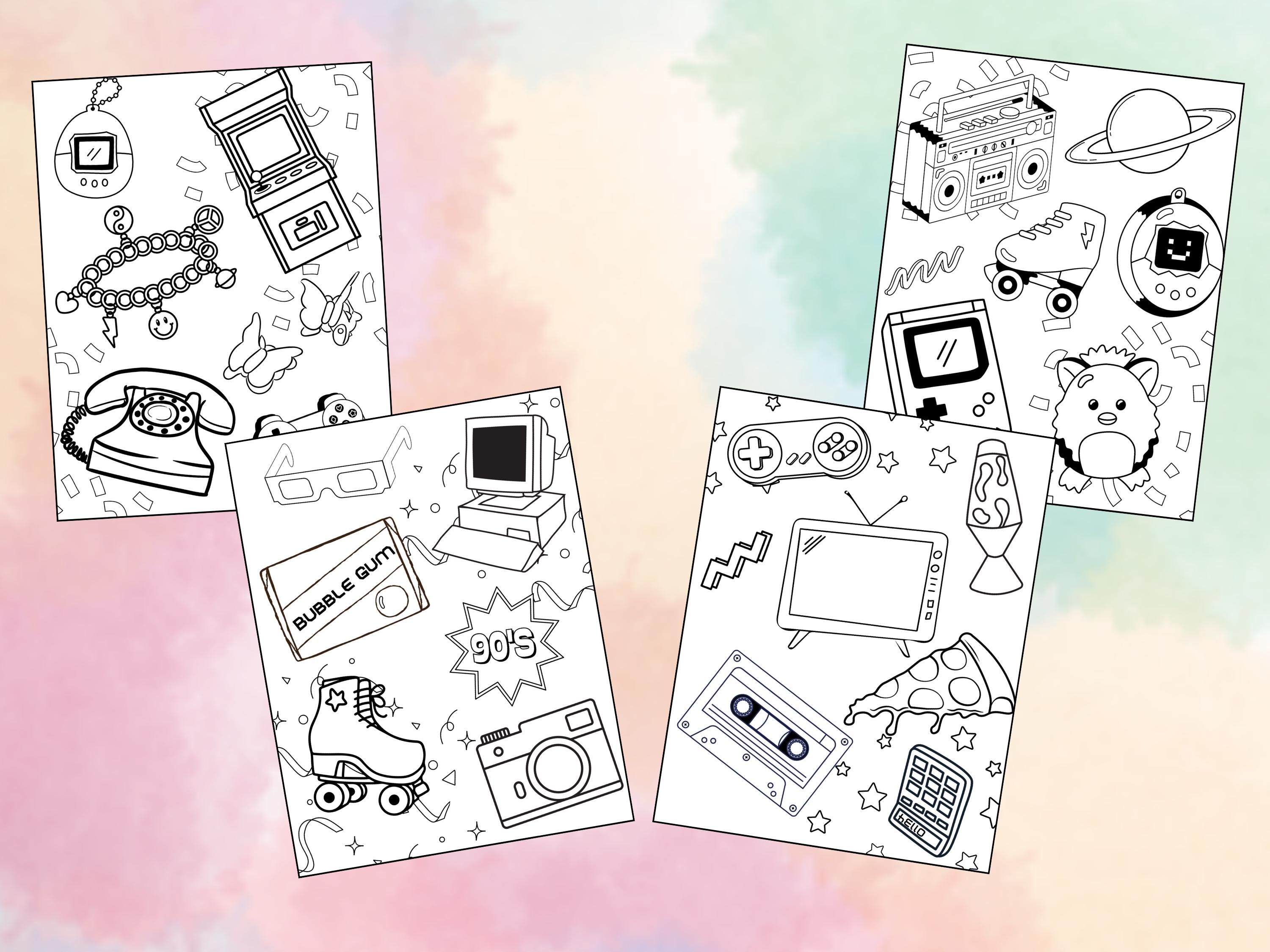90's Themed Coloring Pages for Adults and Kids! 90's Coloring Book, 90s ...