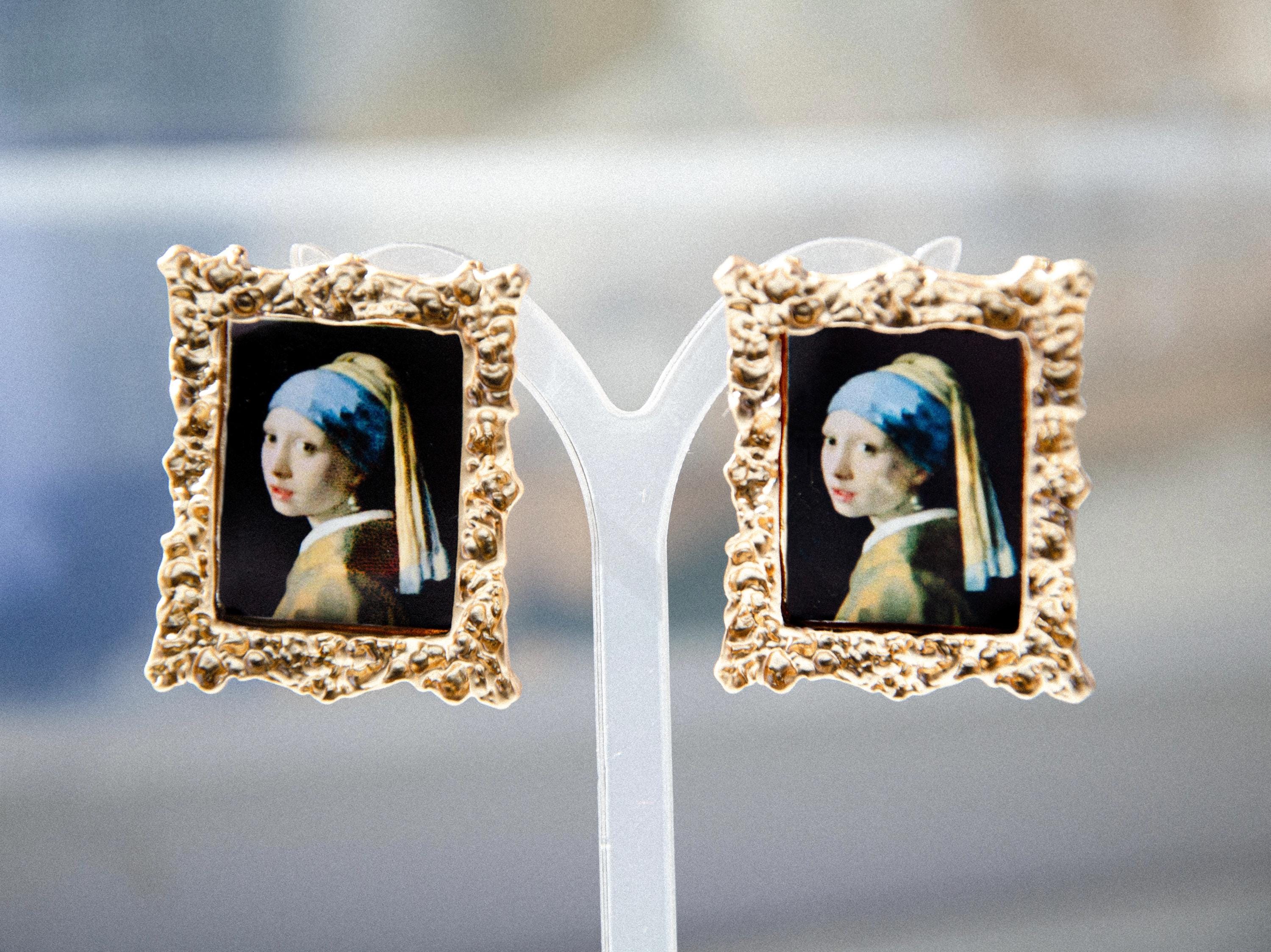 Mona Lisa Earrings, Gold Baroque Frame, Art History Jewelry - Etsy