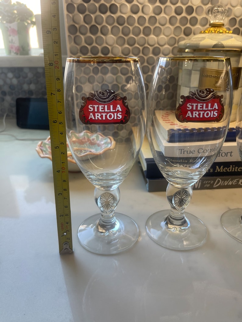 Stella Artois 40 CL Gold Rimmed Chalice Beer Glasses Mugs - Set of 4 - Etsy