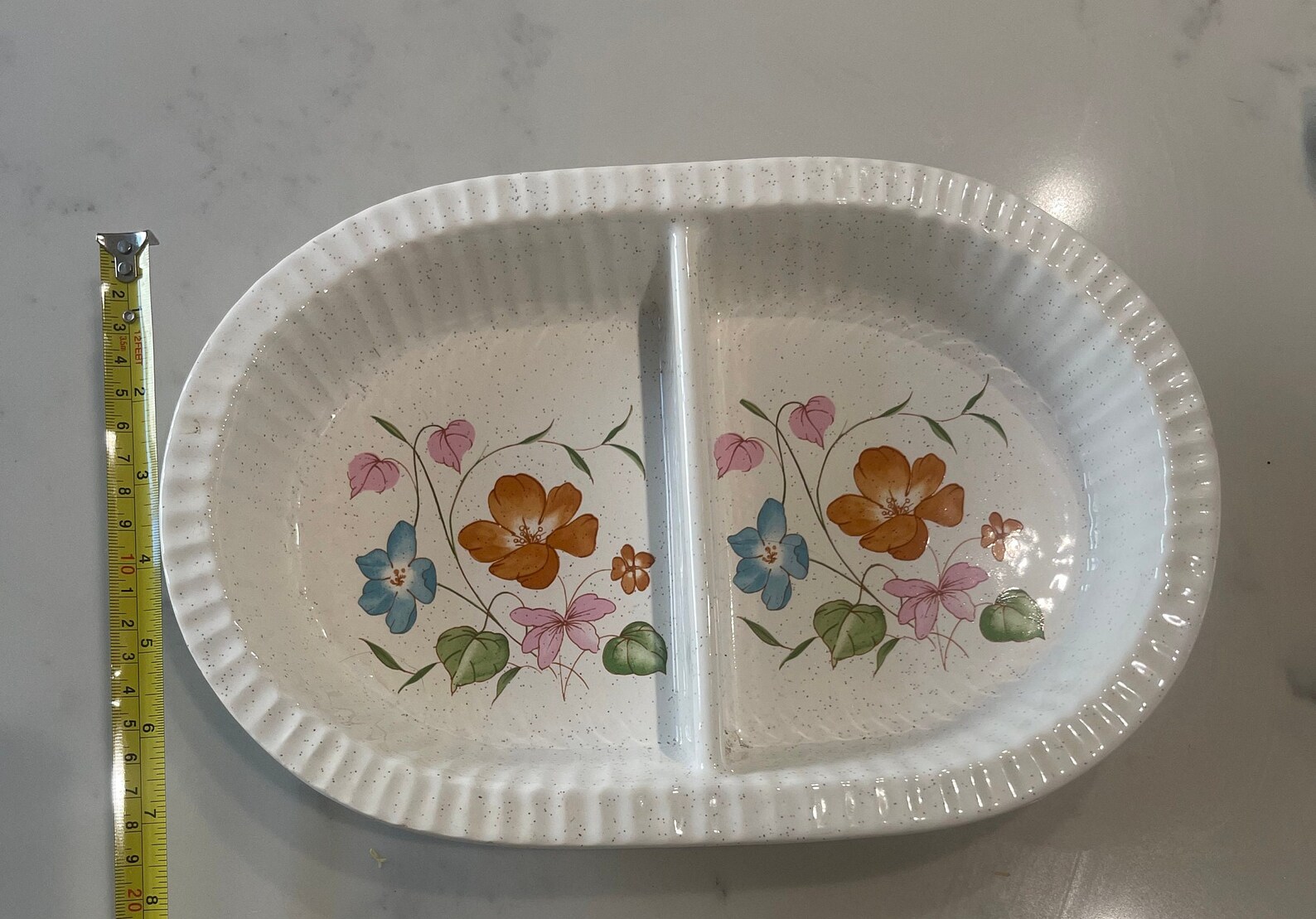 Vintage Treasure Craft Divided Serving Dish, Vegetable Dish, Microwave ...