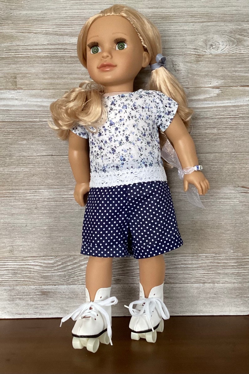 Navy Blue and White Polka-dots Shorts and Floral Top - Etsy