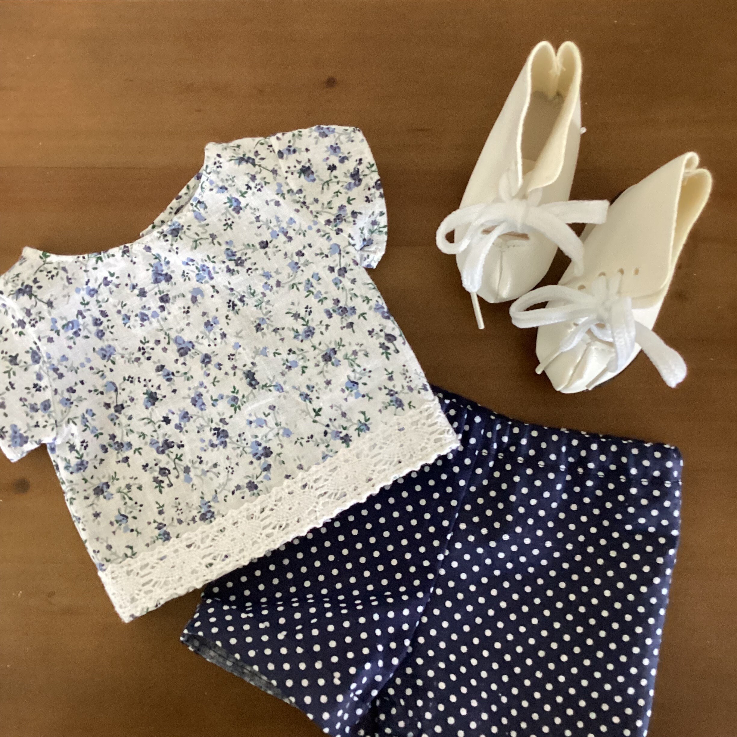 Navy Blue and White Polka-dots Shorts and Floral Top - Etsy