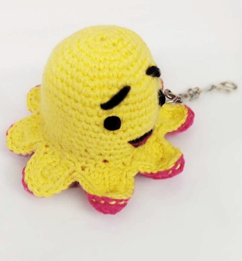 Grumpy and Happy Reversible Octopus Handmade Yellow and Pink With Clip ...
