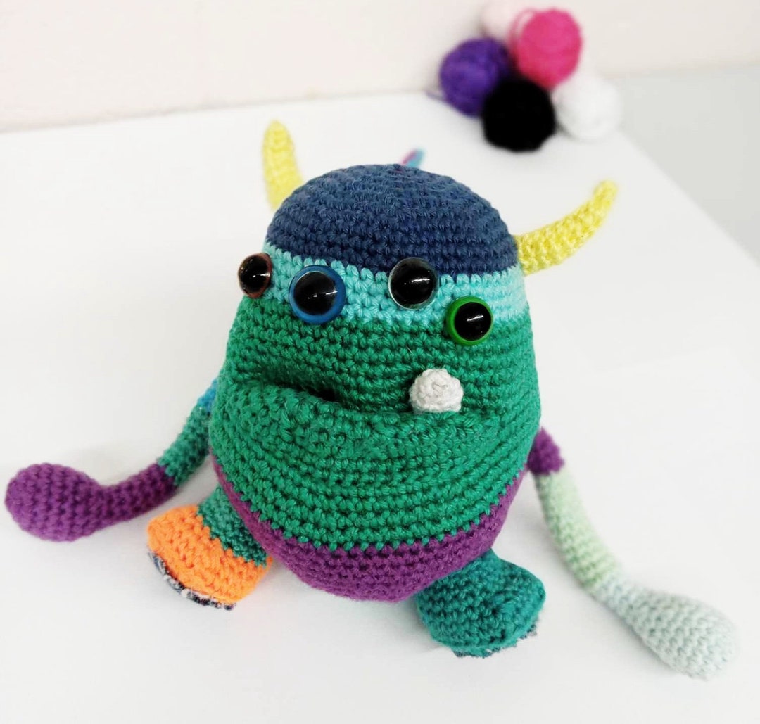 Grouchy Monster to Adopt Handmade Crochet Multicolored Plush - Etsy