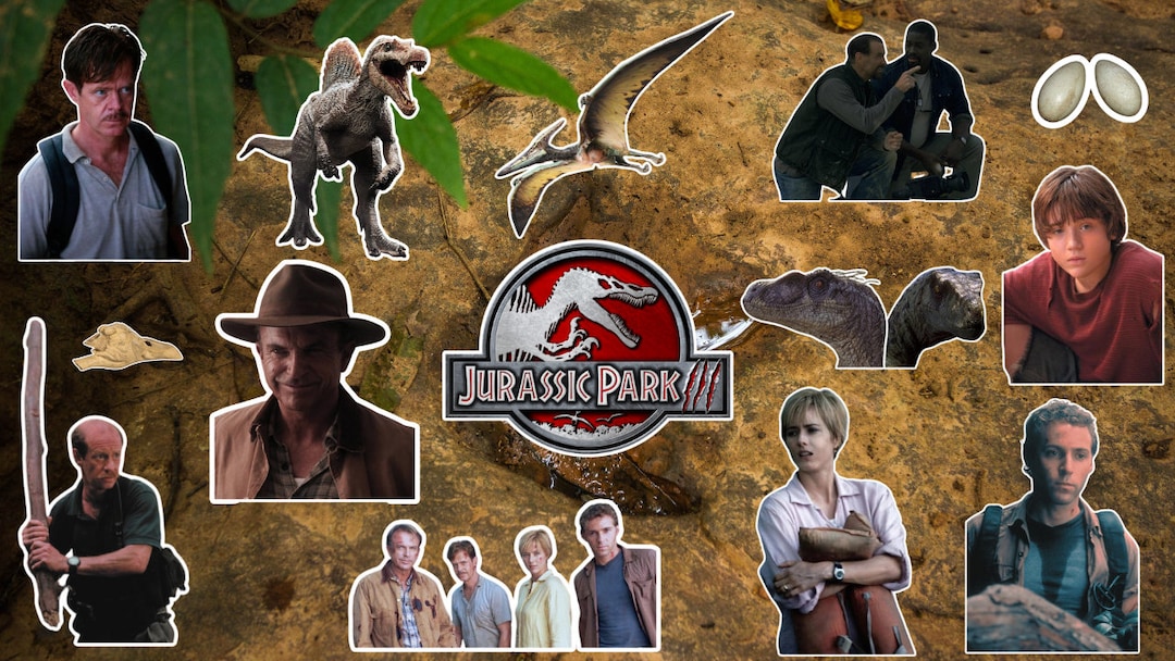 Jurassic Park III Sticker Set - Alan Grant - Udesky - Spinosaurus ...