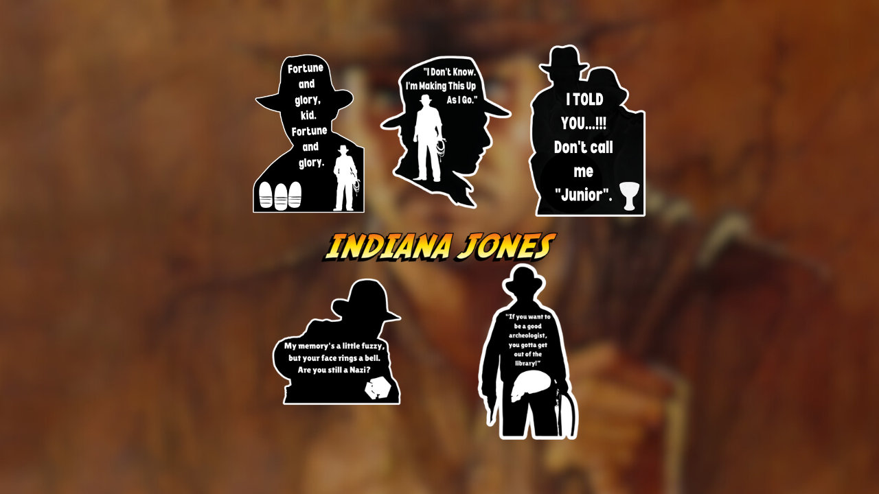 Indiana Jones 5-piece Sticker Set - Indiana Jones Quotes - Adventure of ...
