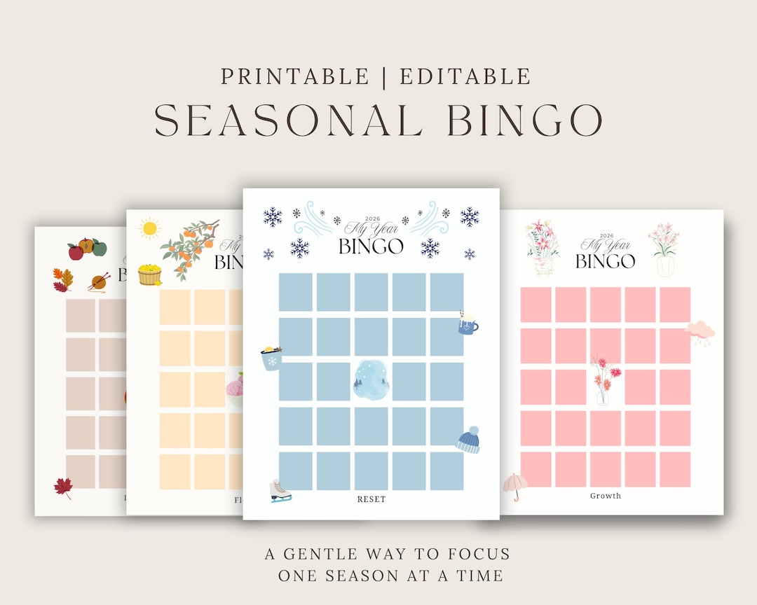 Seasonal Bingo Cards – Editable & Printable Quarterly Goal Setting ...