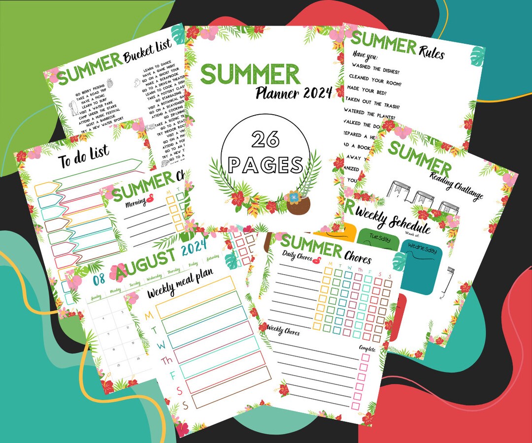Summer 2024 Planner Bundle: Printable & Editable Calendar, Checklist ...