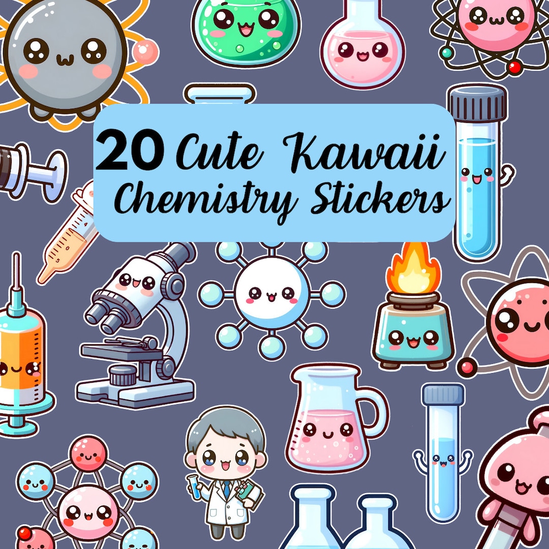 Chemistry Stickers Digital Kawaii Style - Perfect for Chemistry Lovers ...