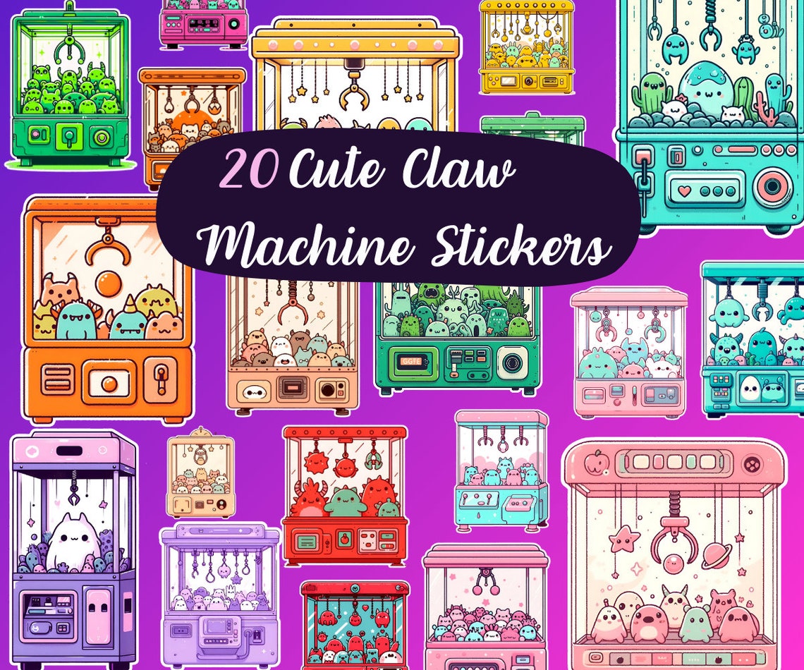 Cute Kawaii Claw Machine Stickers Digital Download, Instant Download ...