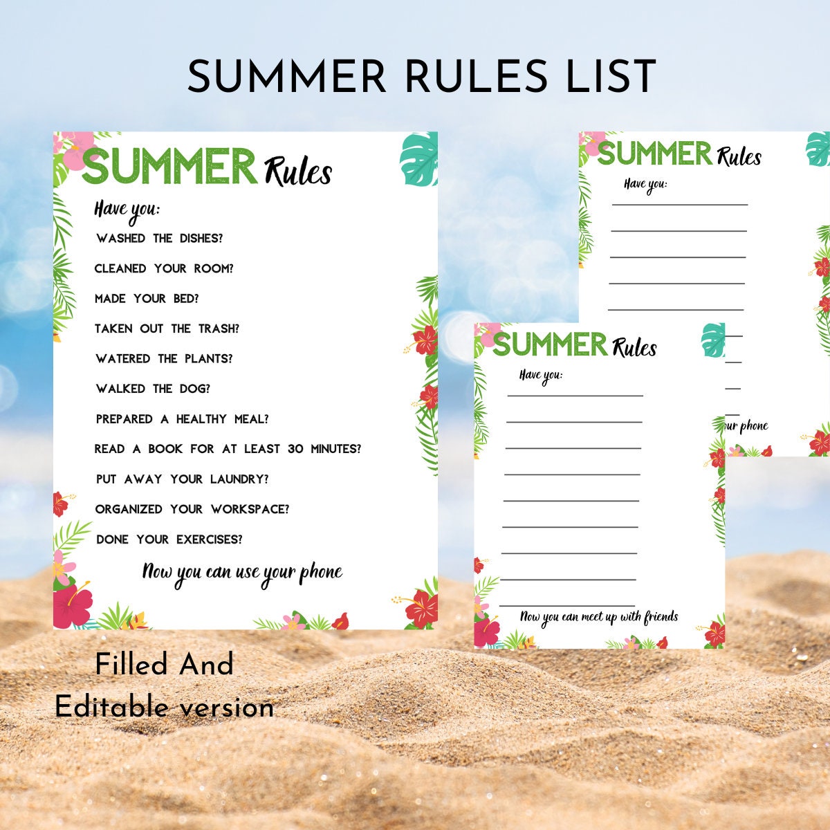 Summer 2024 Planner Bundle: Printable & Editable Calendar, Checklist ...