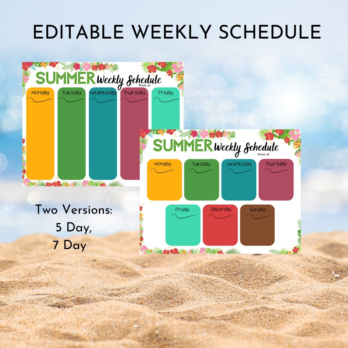 Summer 2024 Planner Bundle: Printable & Editable Calendar, Checklist ...