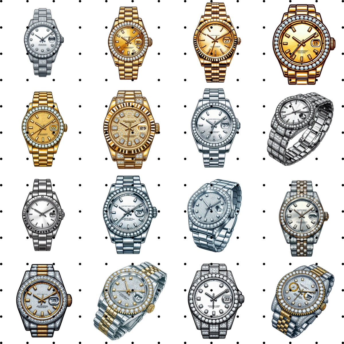 Luxury Watch Clip Art Set, High-quality Digital Prints for Decor ...