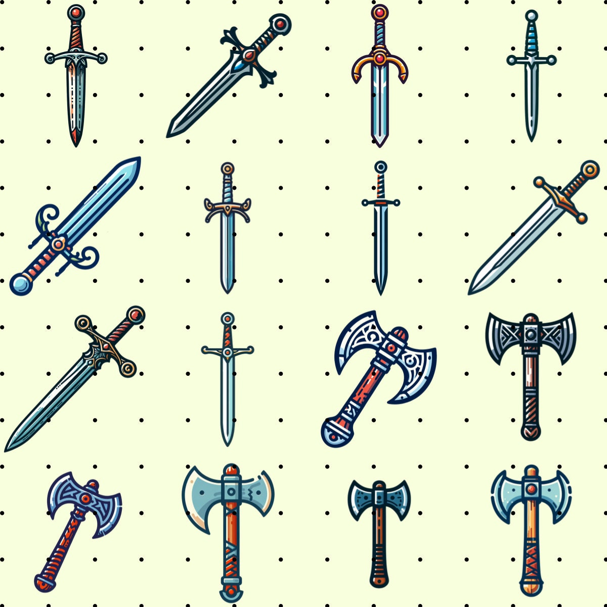 Medieval Weapon Clipart Set Viking Axe, Sword, Shield Vectors Perfect ...