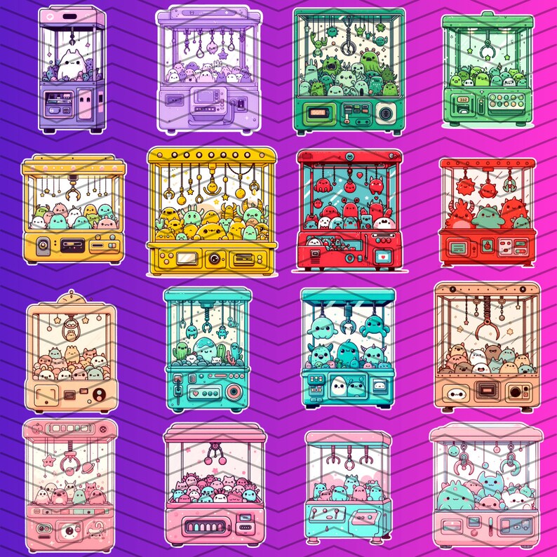 Cute Kawaii Claw Machine Stickers Digital Download, Instant Download ...