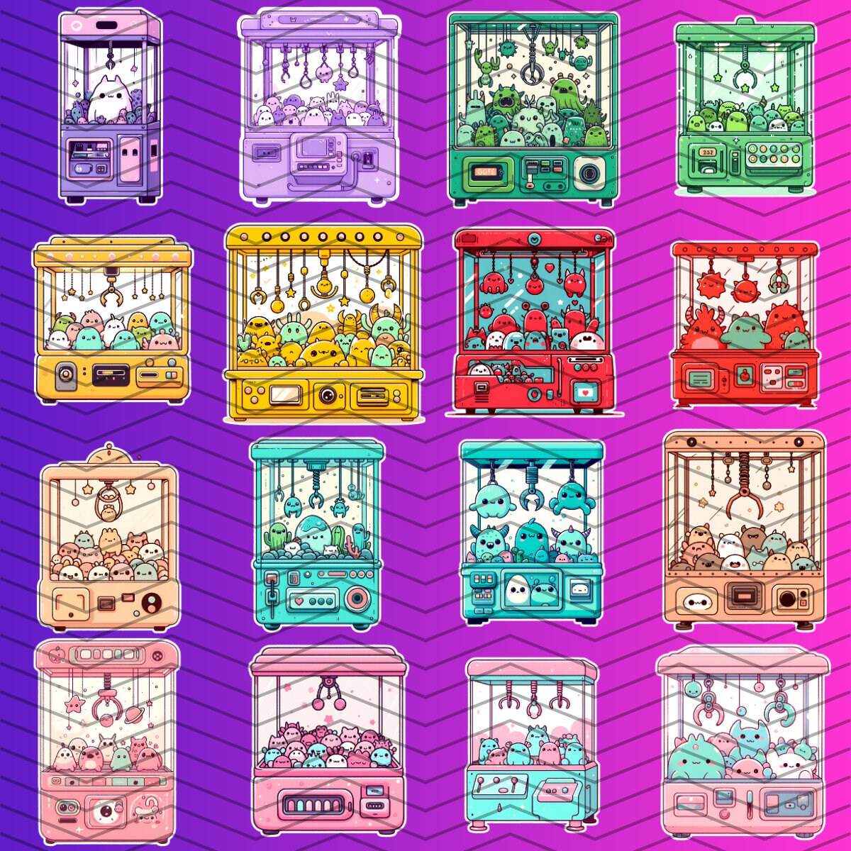 Cute Kawaii Claw Machine Stickers Digital Download, Instant Download ...