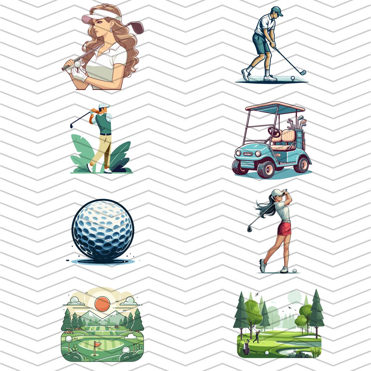 Golf SVG Clipart Bundle Vector Design Set for T-shirts, Cricut Projects ...