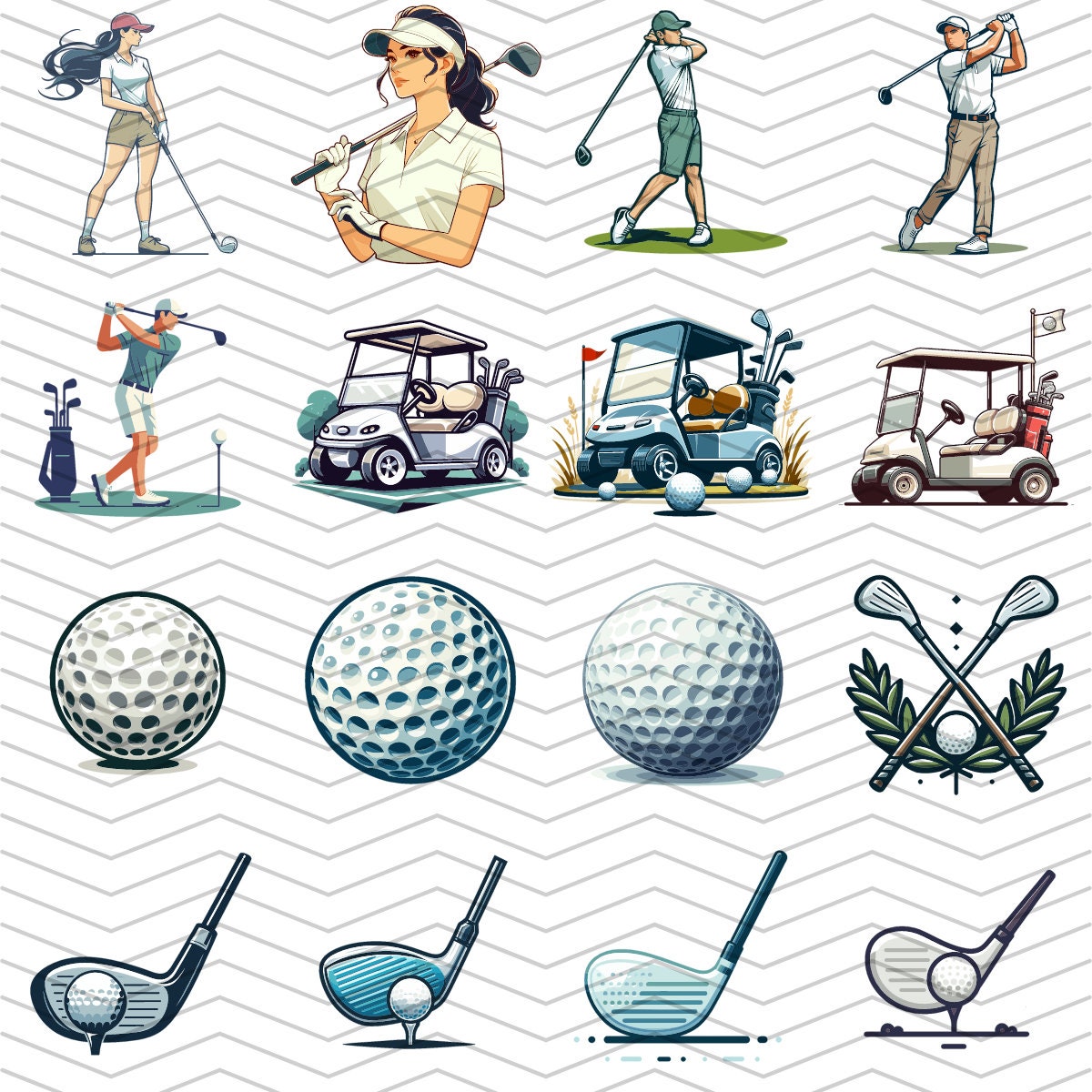 Golf SVG Clipart Bundle Vector Design Set for T-shirts, Cricut Projects ...