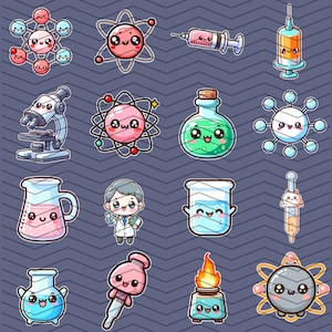 Chemistry Stickers Digital Kawaii Style - Perfect for Chemistry Lovers ...