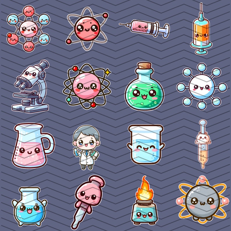 Chemistry Stickers Digital Kawaii Style - Perfect for Chemistry Lovers ...
