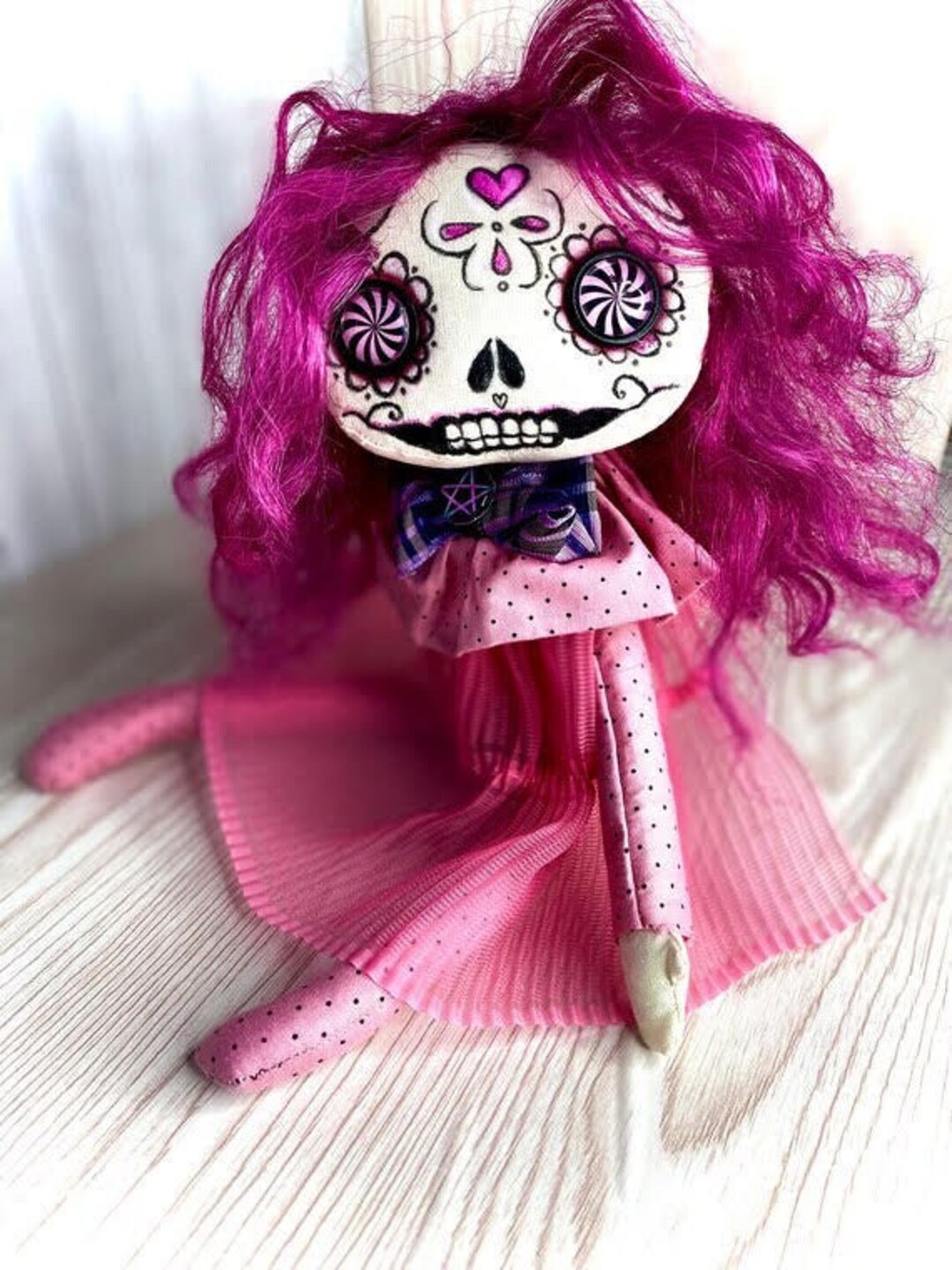 Creepy Cute Goth Cloth Doll Rosalia. Handmade Dia De Los Muertos ...