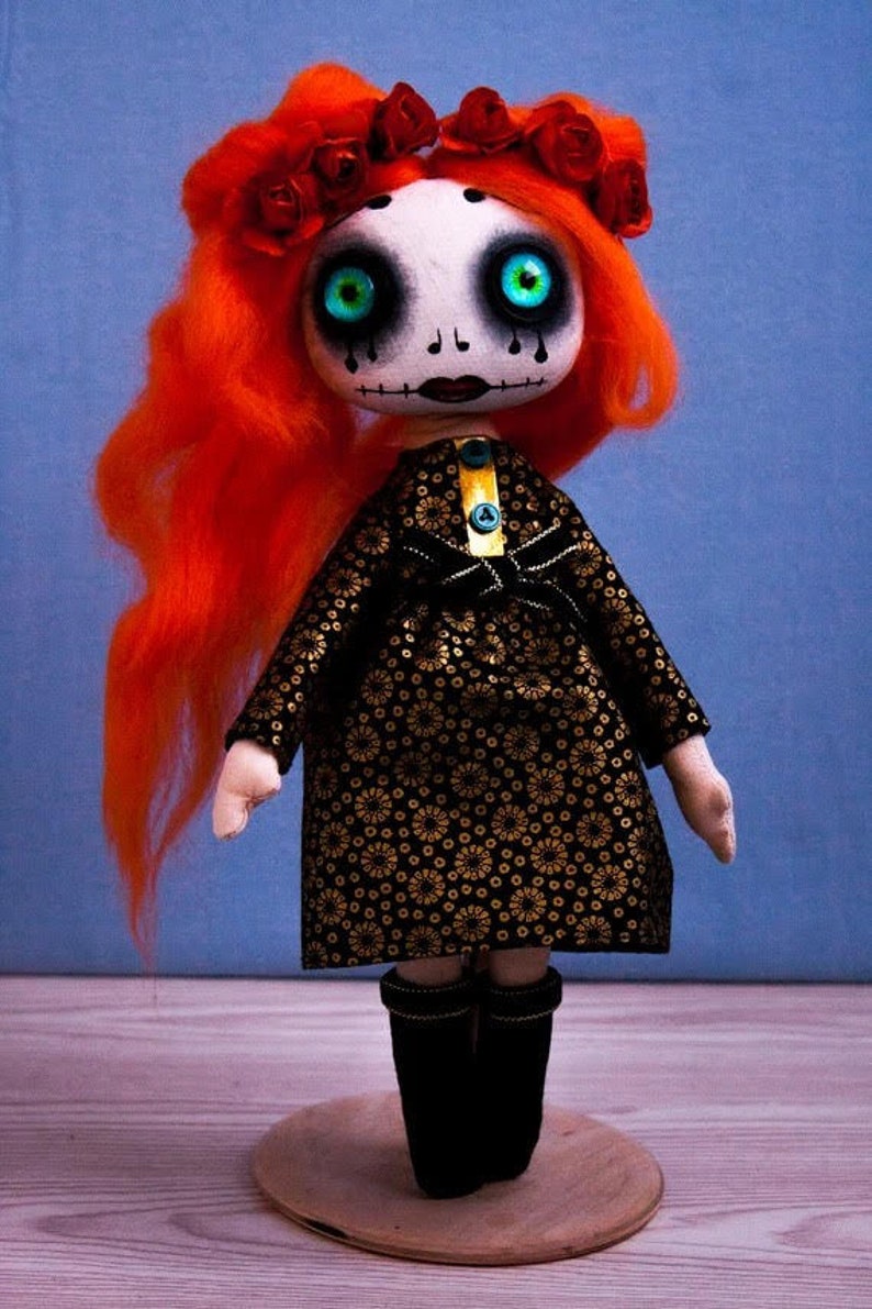 Unique Gothic Doll With Button Eyes, Creepy Cute Strange Rag Art Doll ...