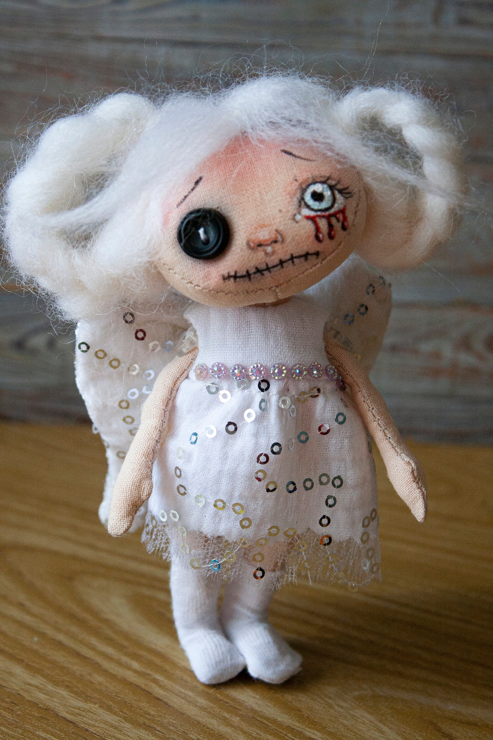 Gothic Dead Angel, Creepy Cute Doll, Rag Art Unique Collectible Relic ...