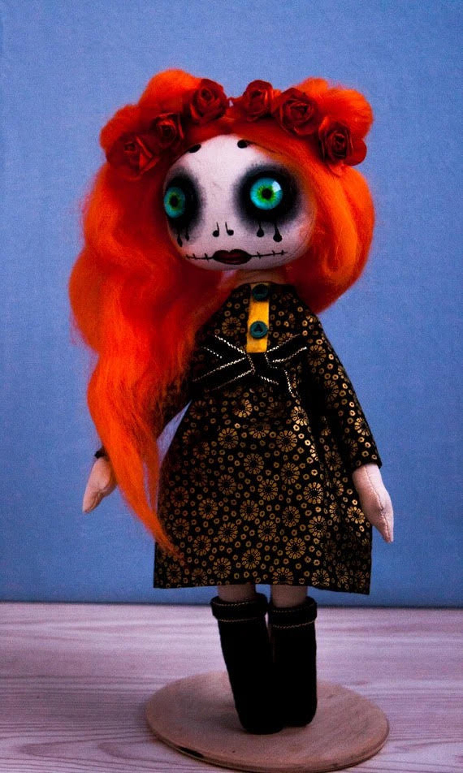 Unique Gothic Doll With Button Eyes, Creepy Cute Strange Rag Art Doll ...