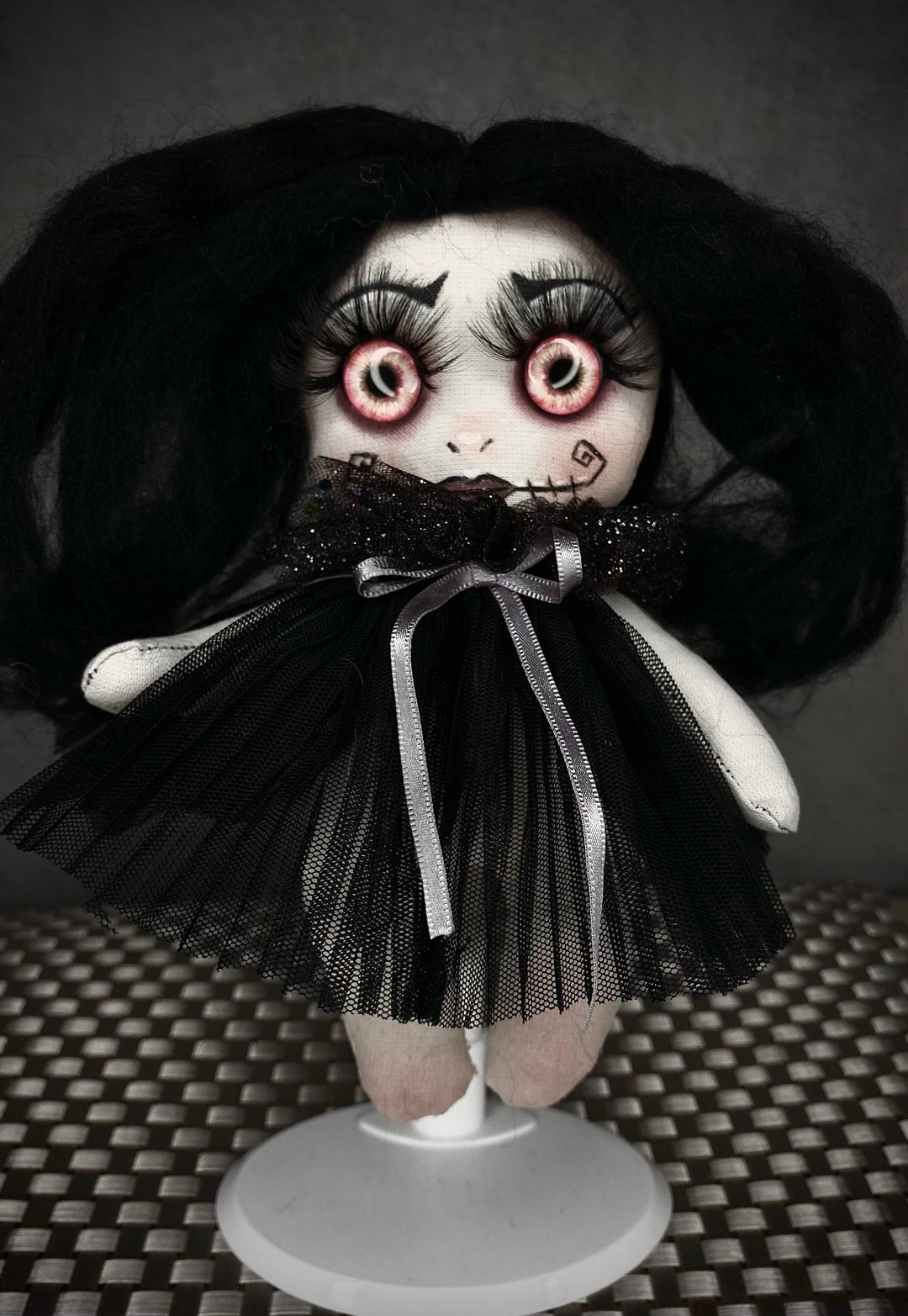 PDF Tutorial Creepy Gothic Baby Doll. Step by Step Witch Decor Doll. Button Eyes Doll. Voodoo ...