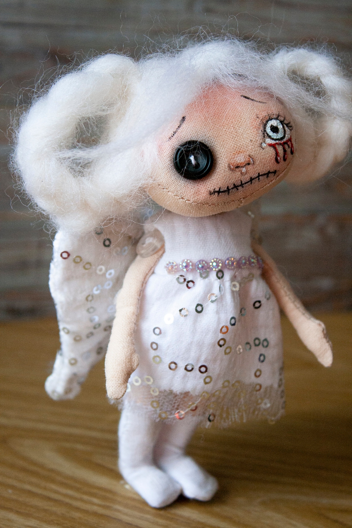 Gothic Dead Angel, Creepy Cute Doll, Rag Art Unique Collectible Relic ...