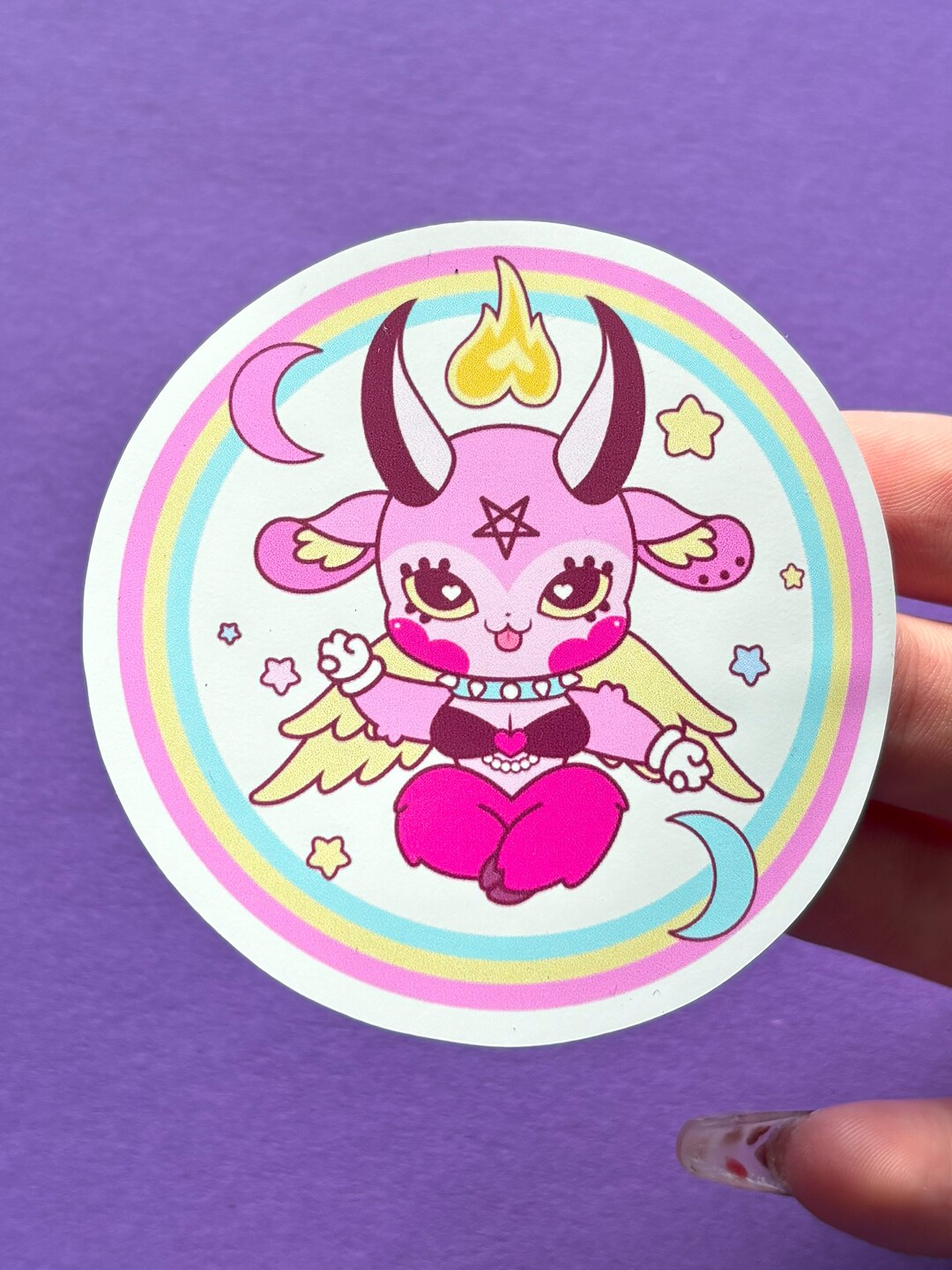 Kawaii Baphomet Vinyl Sticker Gothic Decor Gifts Laptop Outdoor Sticker ...