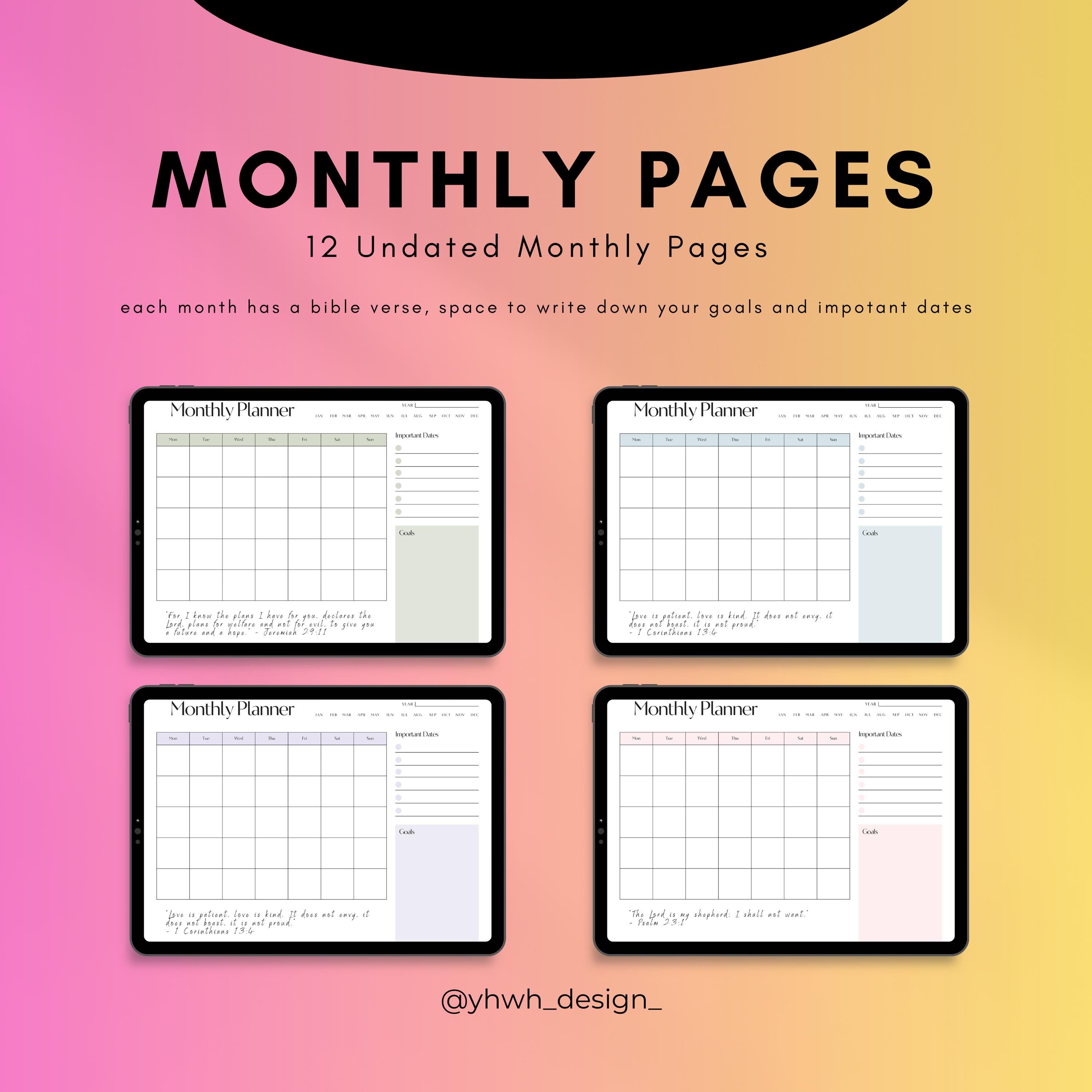 Christian Digital Planner | Undated Digital Daily Planner | Landscape ...