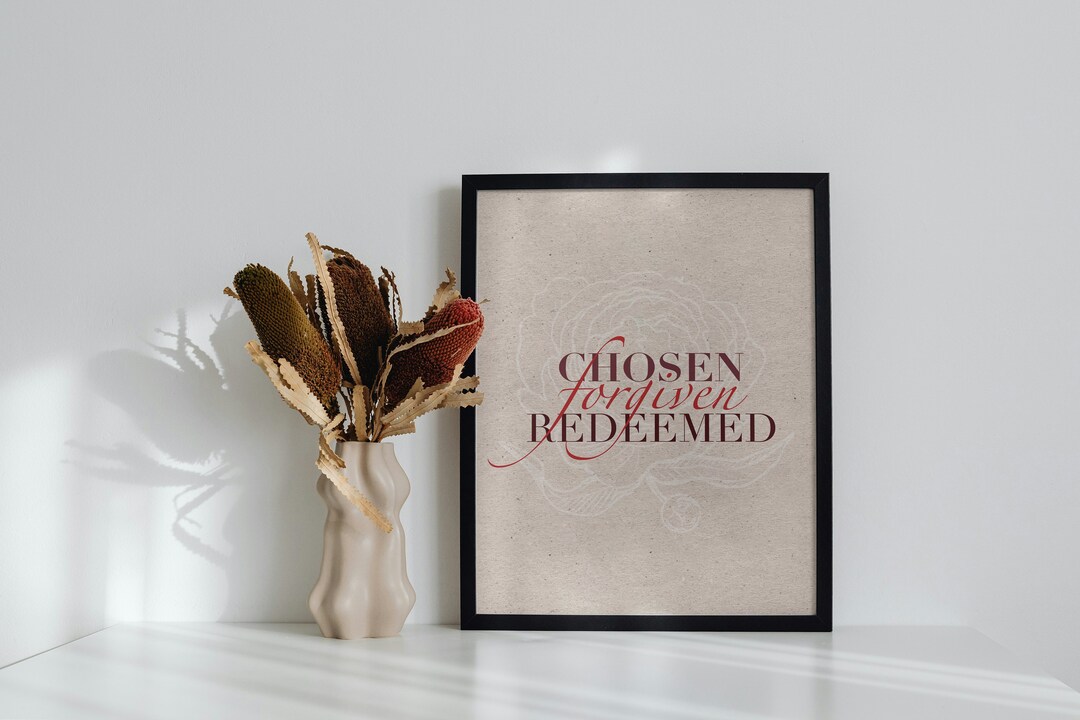 Chosen Forgiven Redeemed Wall Art Print | Bible Sketches | Christian ...