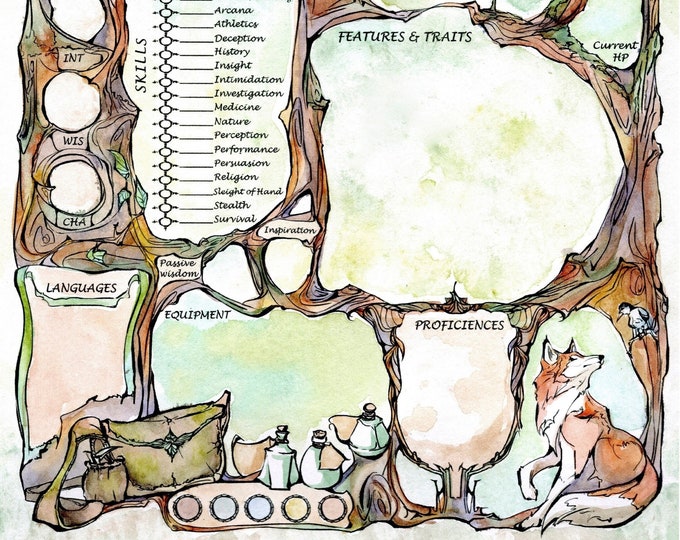 Dnd 5e Druid Character Sheet / Fillable PDF Digital Download / Dungeon ...