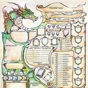 Dnd 5e Dragon Character Sheet / Fillable PDF Digital Download / Dungeon ...