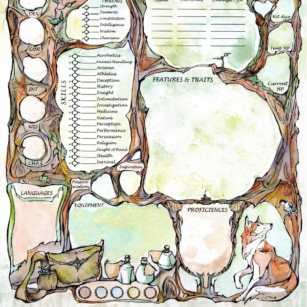 Tree of Life Character Sheet Interactive PDF Printable for Your Dnd ...
