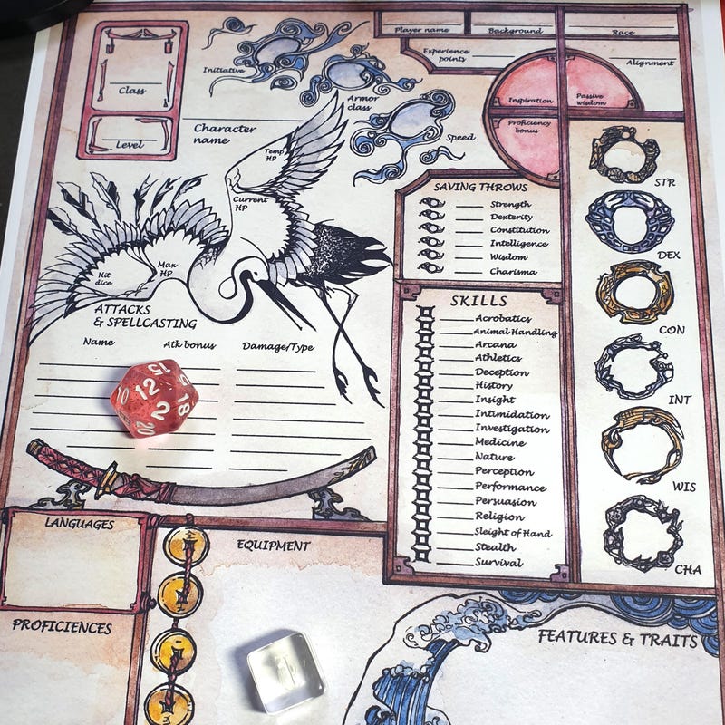 Character Sheet Japan - Etsy UK