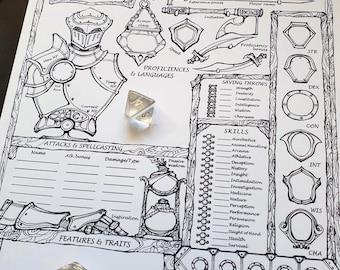 Dnd 5e Ranger Character Sheet / Printable Fillable PDF / Dungeon and Dragons Digital Download ...